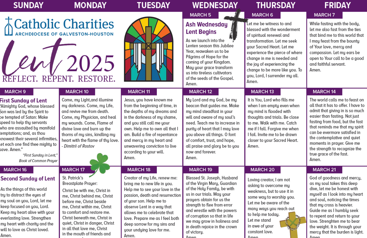 Download 2025 Lent Calendar - Catholic Charities Of The Archdiocese Of ...