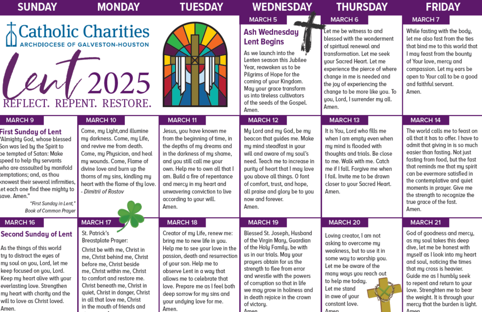 Download 2025 Lent Calendar - Catholic Charities Of The Archdiocese Of ...